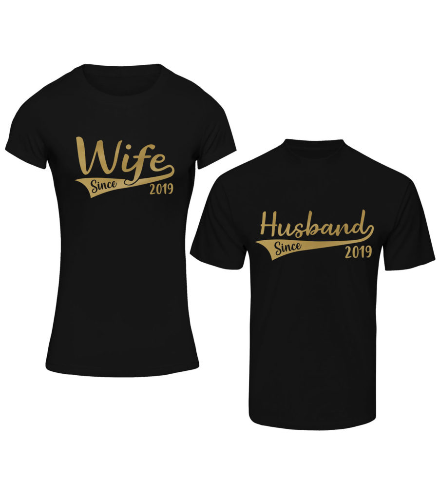 Personalised Just Married T Shirt Set Front And Back Print Rings