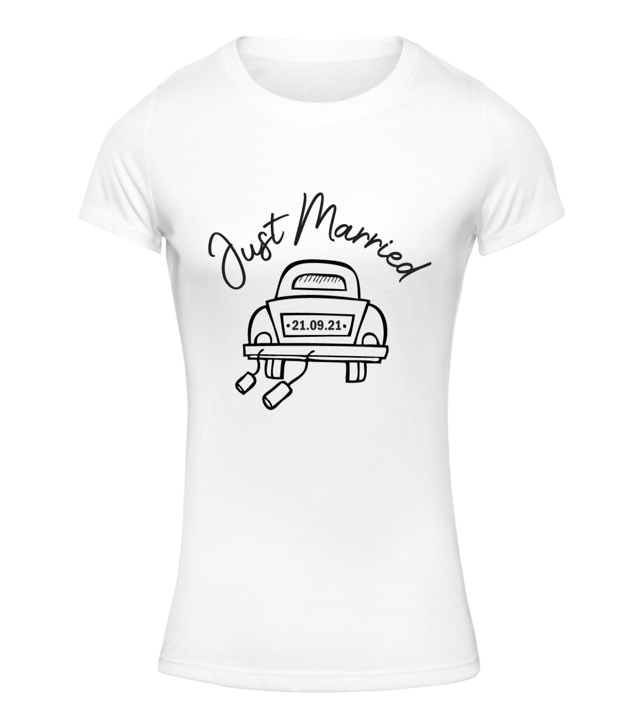 Personalised Just Married T Shirt Set Front And Back Print Rings